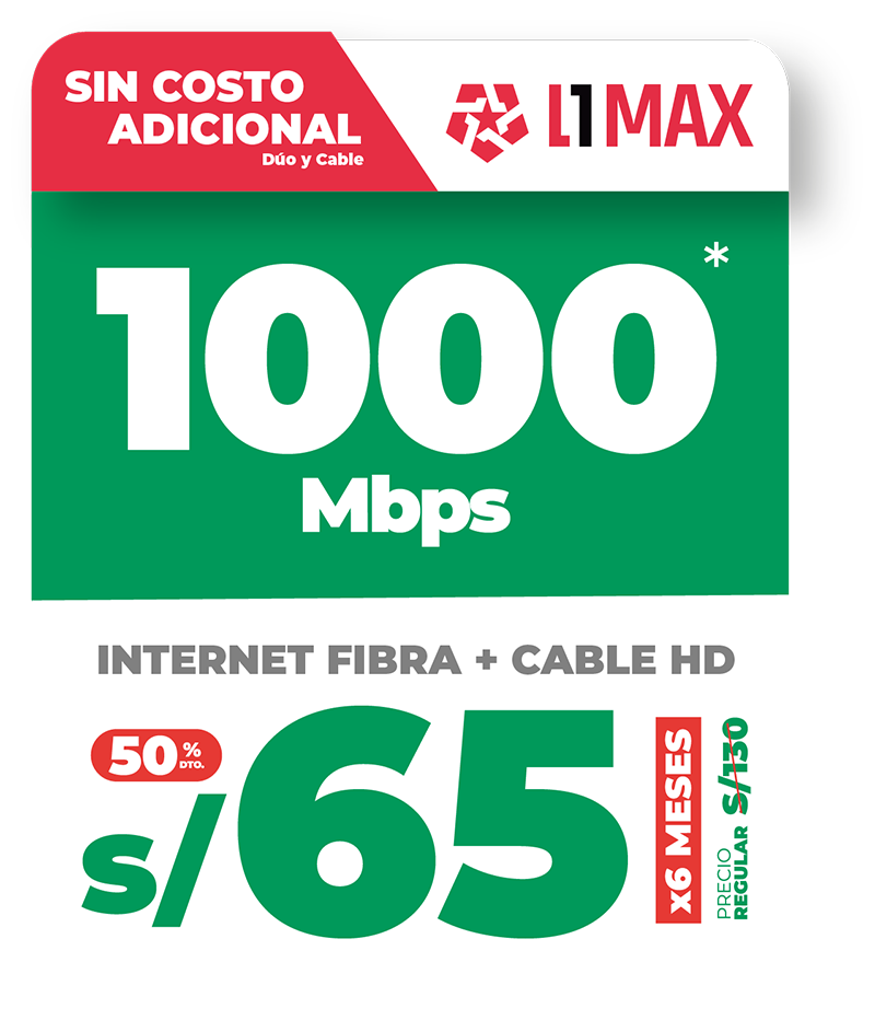 Cable Visión Perú | Internet 100% Fibra + Cable con L1 MAX