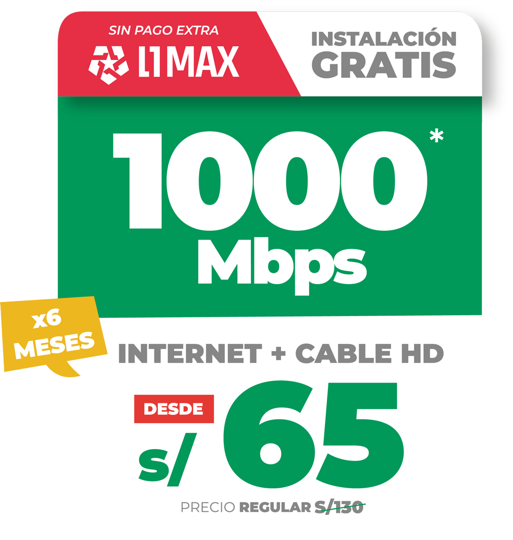 Cable Visión Perú | Internet 100% Fibra + Cable con L1 MAX